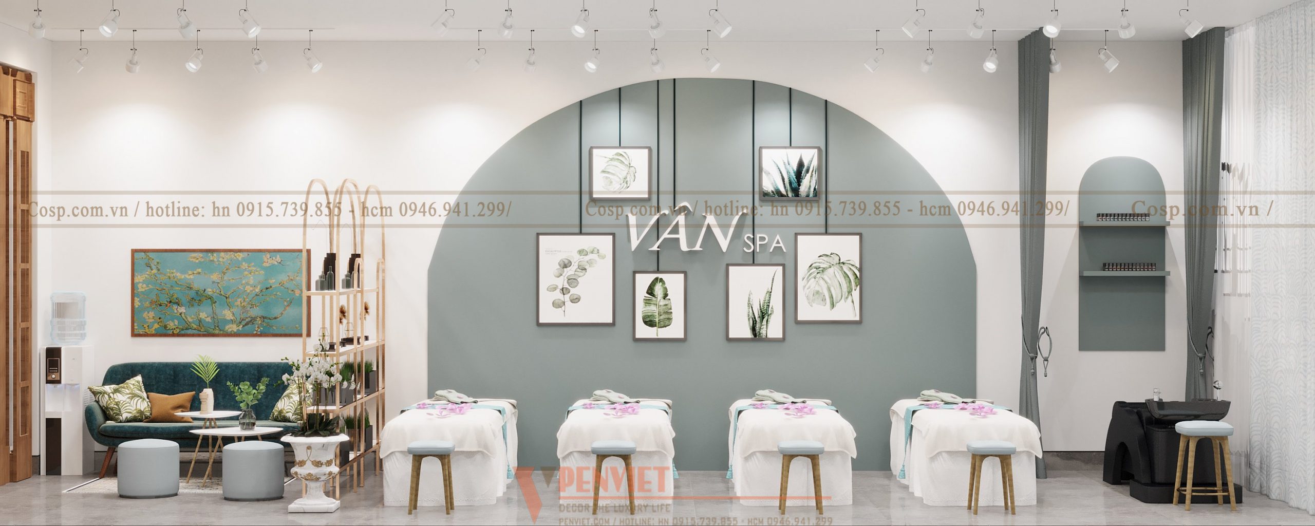 Xu hướng sử dụng màu pastel trong thiết kế spa Vân spa – Hà Nam